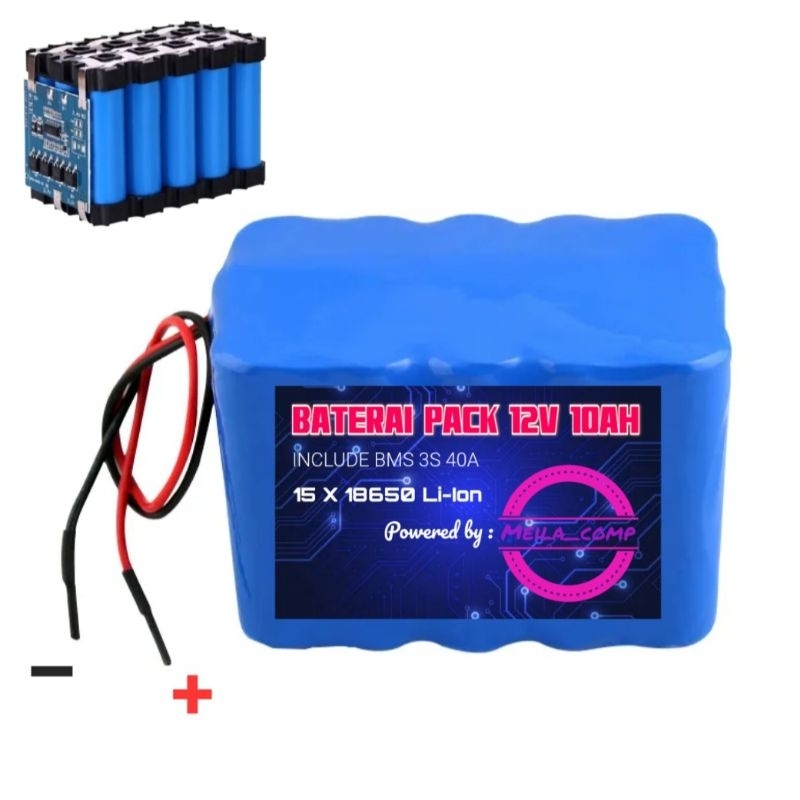 Jual Baterai 12V 10Ah + BMS 3S 18650x15 ( Baterai baru ) Sprayer PLTS ...