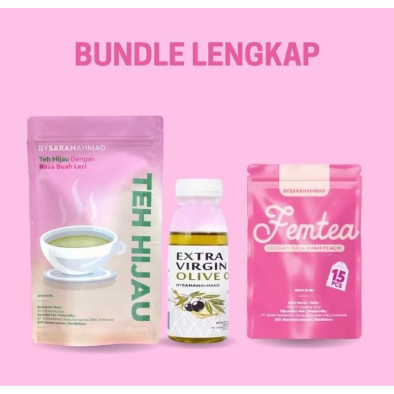 Jual TEH HIJAU BYSARAHAHMAD OLIVE OIL BY SARAH AHMAD FEMTEA BUNDLE ...