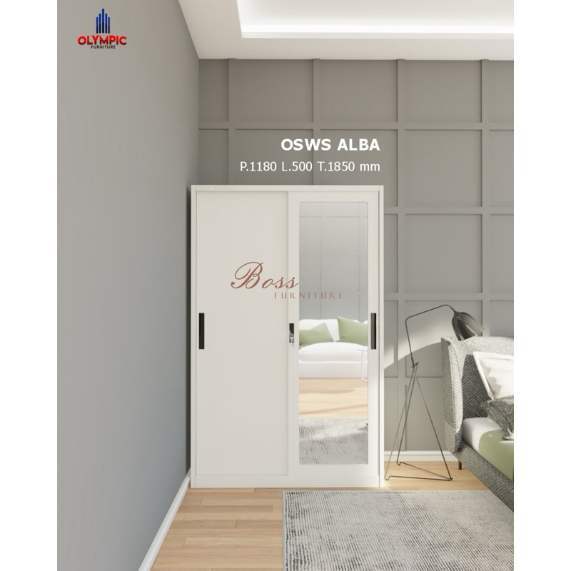 Jual Lemari Pakaian Besi Sliding Minimalis OSWS ALBA 120 OLYMSTEEL | Shopee Indonesia