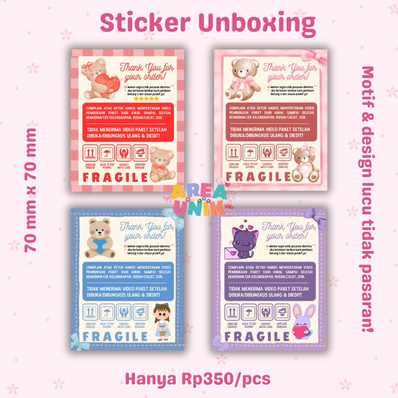 Jual Sticker Unboxing Lucu Cute Coquette Murah Packing Fragile Grosir ...