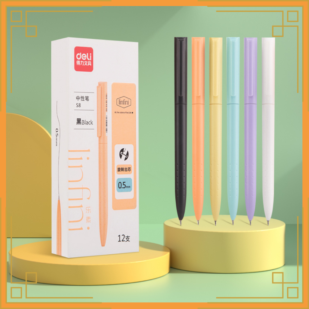 Jual DELI Pena twist linfini body warna pastel S8 (pcs) | Shopee Indonesia