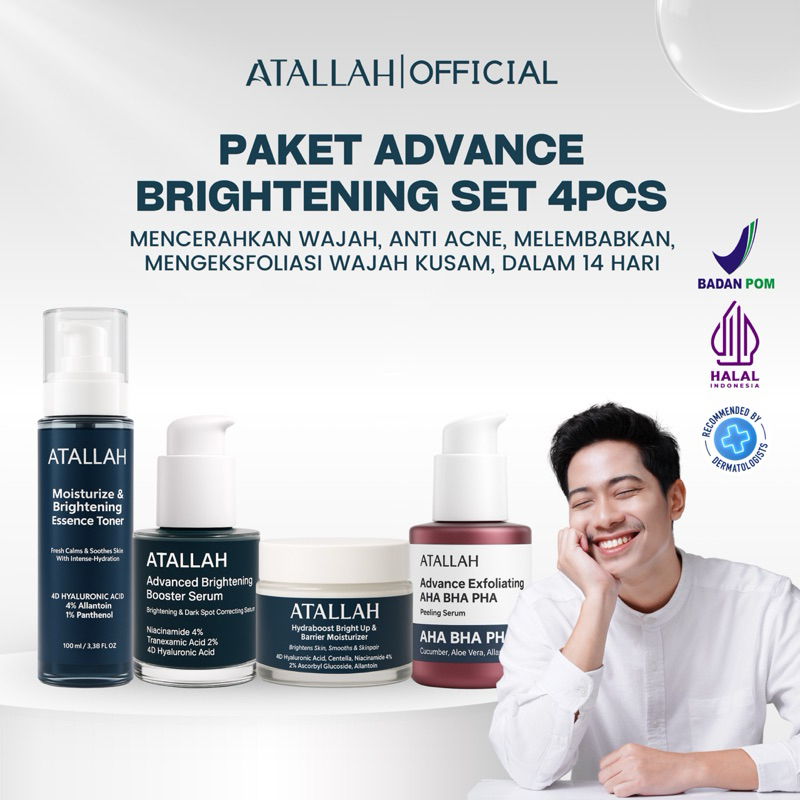 Jual ATALLAH Advance Brightening set 4pcs | Paket Lengkap Skincare Pria ...