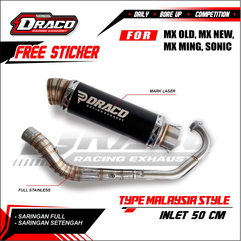 Jual Knalpot Draco Racing mx king mx new mx old Malaysia style | Shopee ...