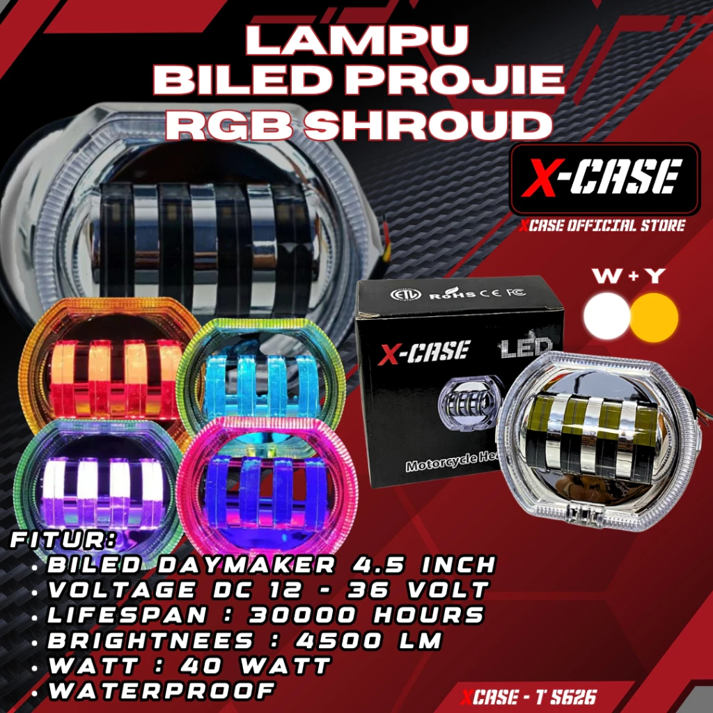 Jual Lampu Biled Projie Lampu Depan Rgb Shroud 4 Lensa 8d 4 5 Inch Lampu Utama Angel Devil Eye