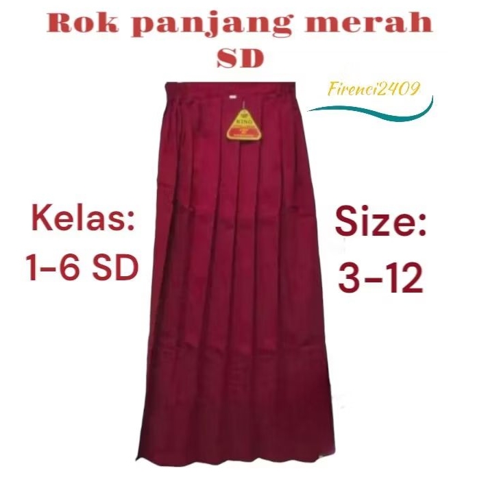 Jual Rok panjang merah seragam sekolah SD usia 6-12 tahun Rok seragam sekolah SD kelas 1-6 ...