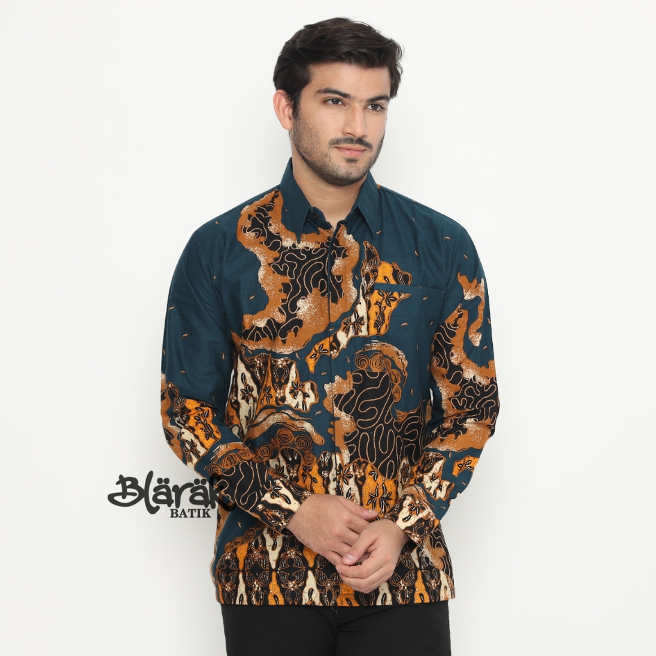 Jual BLARAK - Baju Batik Pria Welagar Biru Dongker | Shopee Indonesia