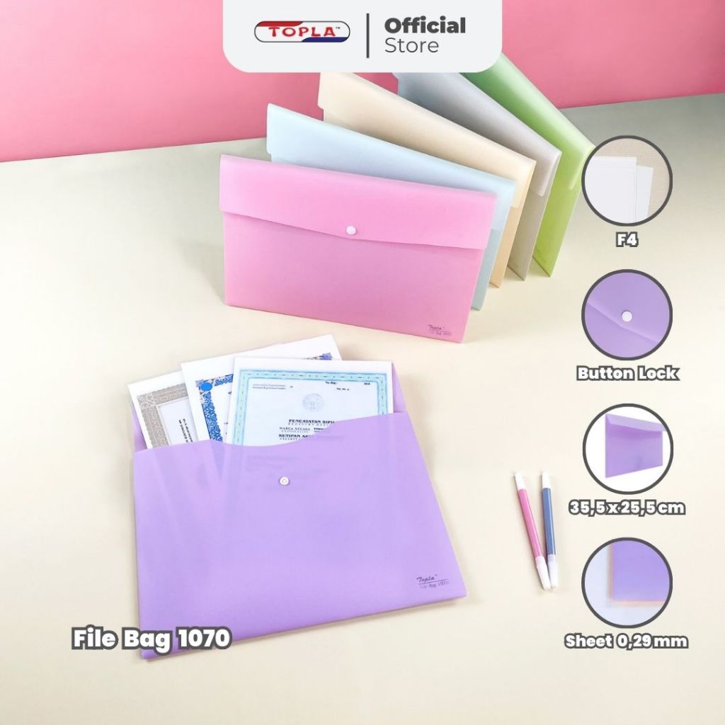 Jual File bag kancing tebal dokumen organizer map kertas berkas ukuran ...