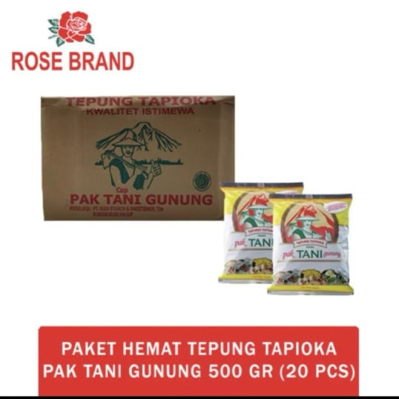 Jual Tepung Tapioka Cap Pak Tani Gunung 500 gram 1 Dus Karton 20 pcs x ...