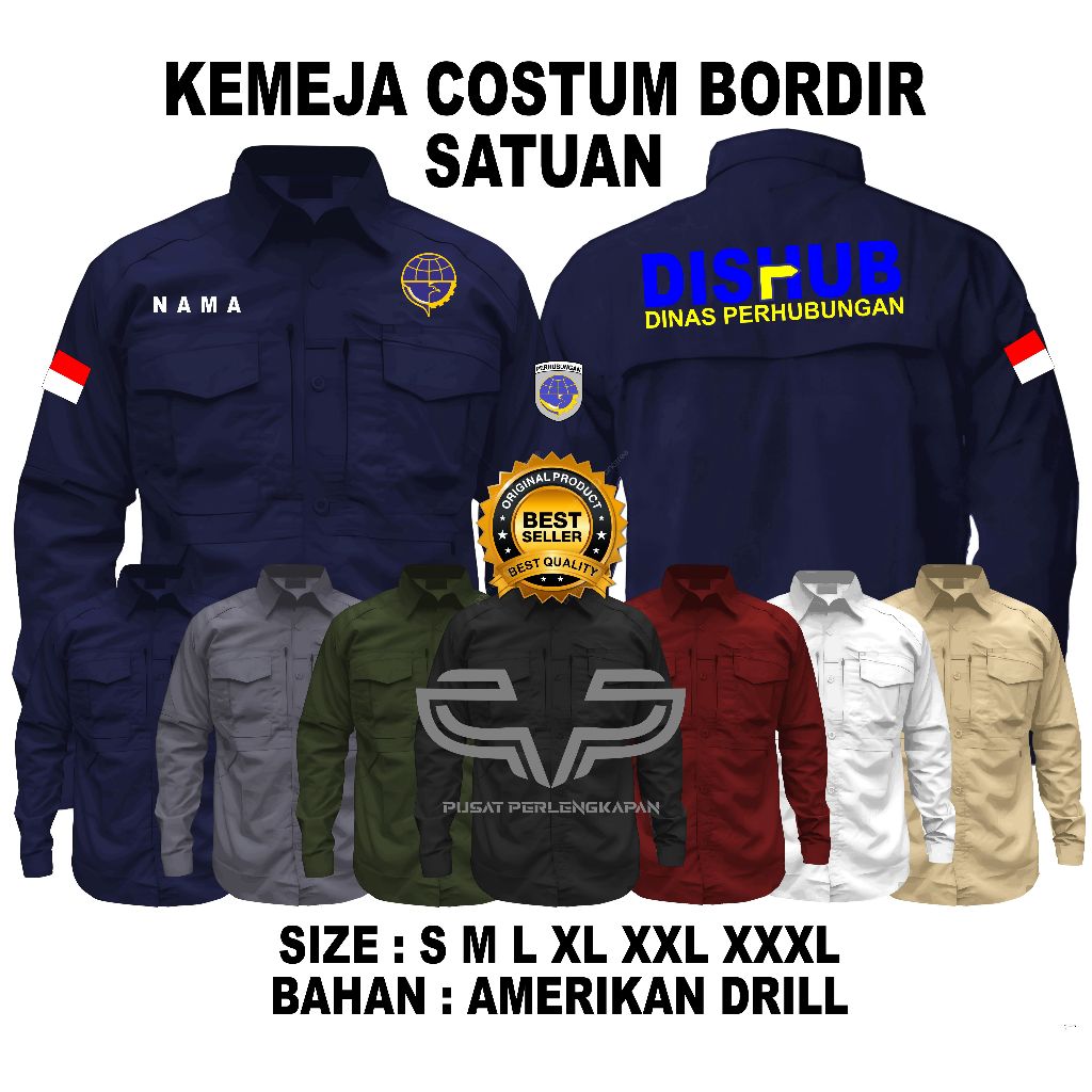 Jual Kemeja Tactical M-TAC DISHUB ( DINAS PERHUBUNGAN ) / Kemeja Tactical Outdoor / Kemeja ...