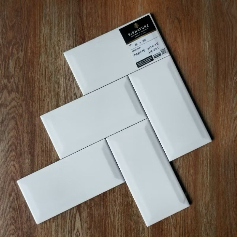 Jual Keramik Subway Bevel Putih Dop Signature 10x20 MATE WHITE BEVEL ...