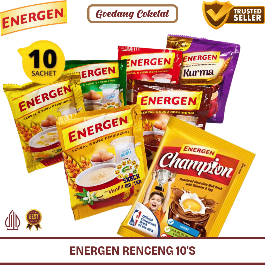 Jual ENERGEN Susu Sereal Coklat Vanilla Kacang Hijau Jahe Kurma ...