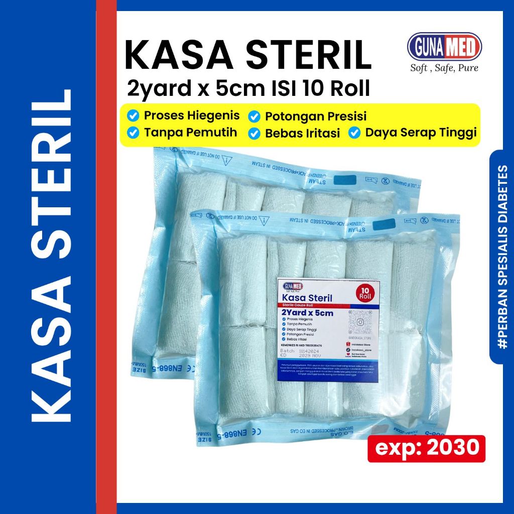 Jual KASA ROLL STERIL 2YARD X 5CM (ISI 10) / KASA PERBAN / KASA STERIL ...