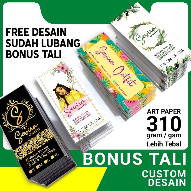 Jual custom hang tag label baju custom desain bonus tali free desain ...
