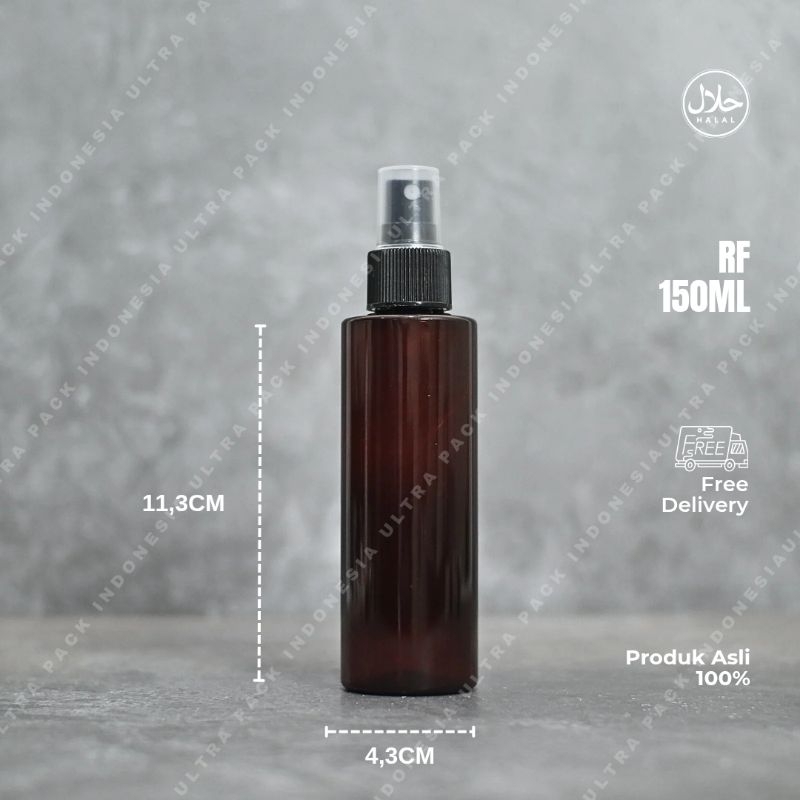 Jual KEMASAN BOTOL SEMPROT ISI ULANG - BOTOL PET RF 150ML AMBER + FINE MIST SPRAYER HITAM ...