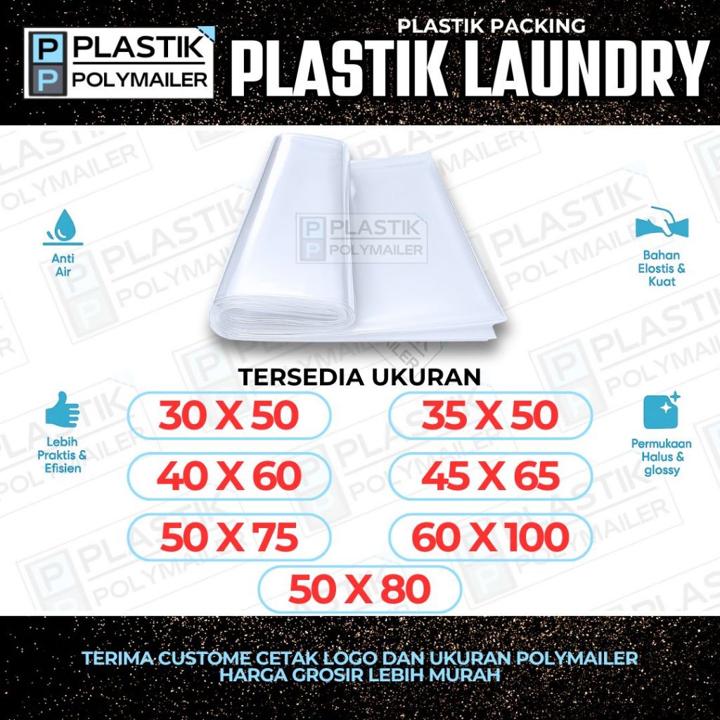 Jual Plastik Laundry/Plastik Bening isi 1 pack = 1 KG/Kantong Plastik ...