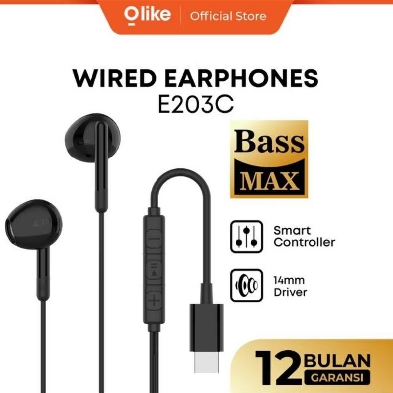 Jual Headset Olike E203C Type-C Earphone Bass Original | Shopee Indonesia