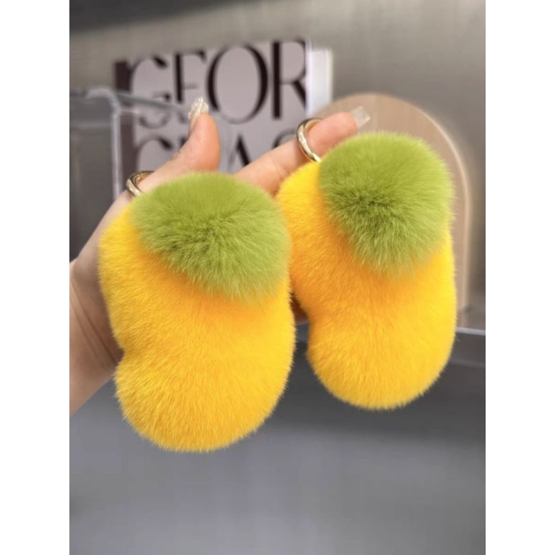 Jual CWY-30-56 Papillon Fluffy Mango Yellow Bagcharm Gantungan Mangga ...