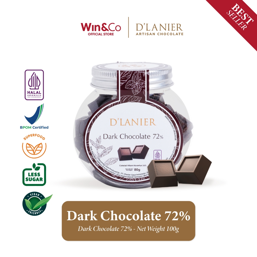 Jual D'Lanier Dark Chocolate 72% - 80 gr | Shopee Indonesia