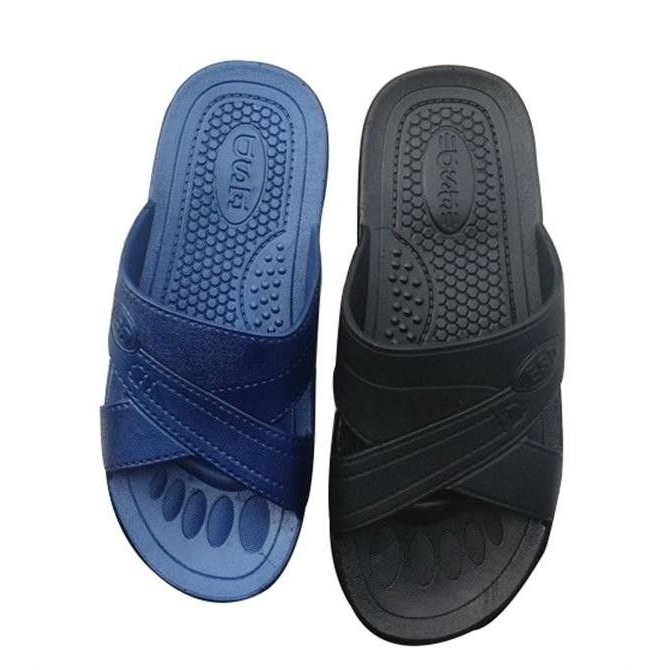 Jual (Khusus BATAM) Cleanroom ESD Slipper Cross, Black/Blue | Sandal ...