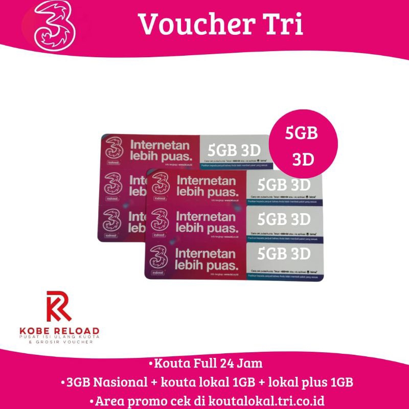 Jual Voucher Tri Happy 3GB (5GB) 3hr | Shopee Indonesia