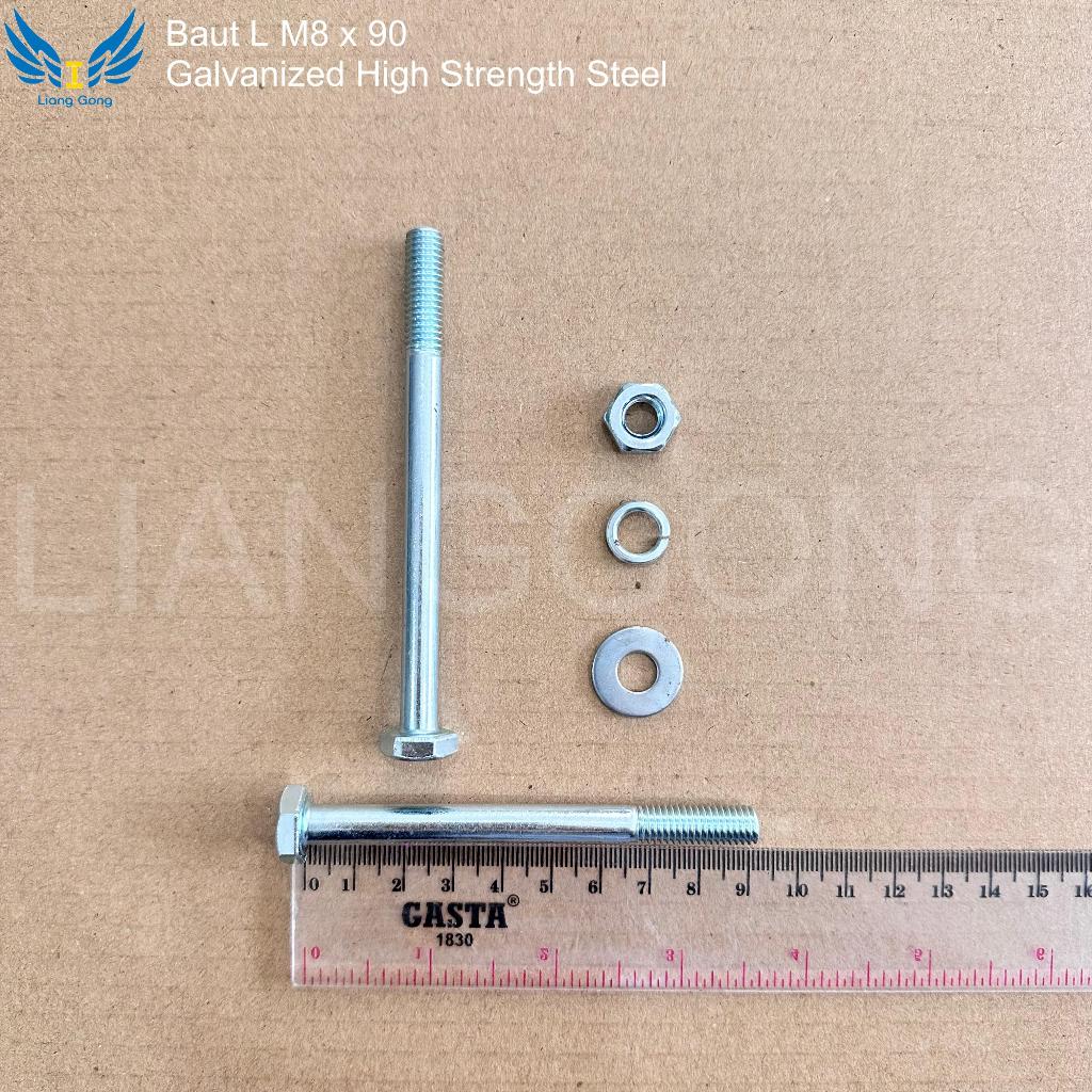 Jual Baut Mur Hex Putih | BMP | Baut M8 x 90 Putih Galvanis | Baut Mur | Grade 4.8 | Shopee ...
