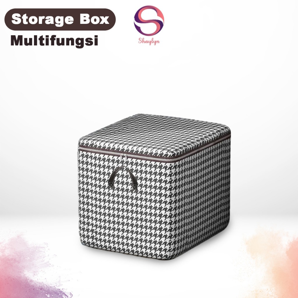 Jual Storage Box Lipat Tempat Penyimpanan Baju Motif Kotak Big Size 80L ...