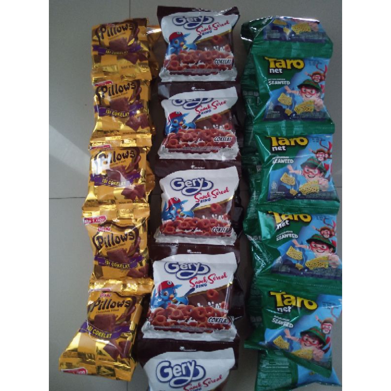 Jual Jajan renceng seribuan Taro, Pillows dan Gery Snack Sereal murah ...