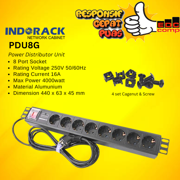 Jual Indorack PDU8G | 8 Outlet Power Distribution Unit | Shopee Indonesia