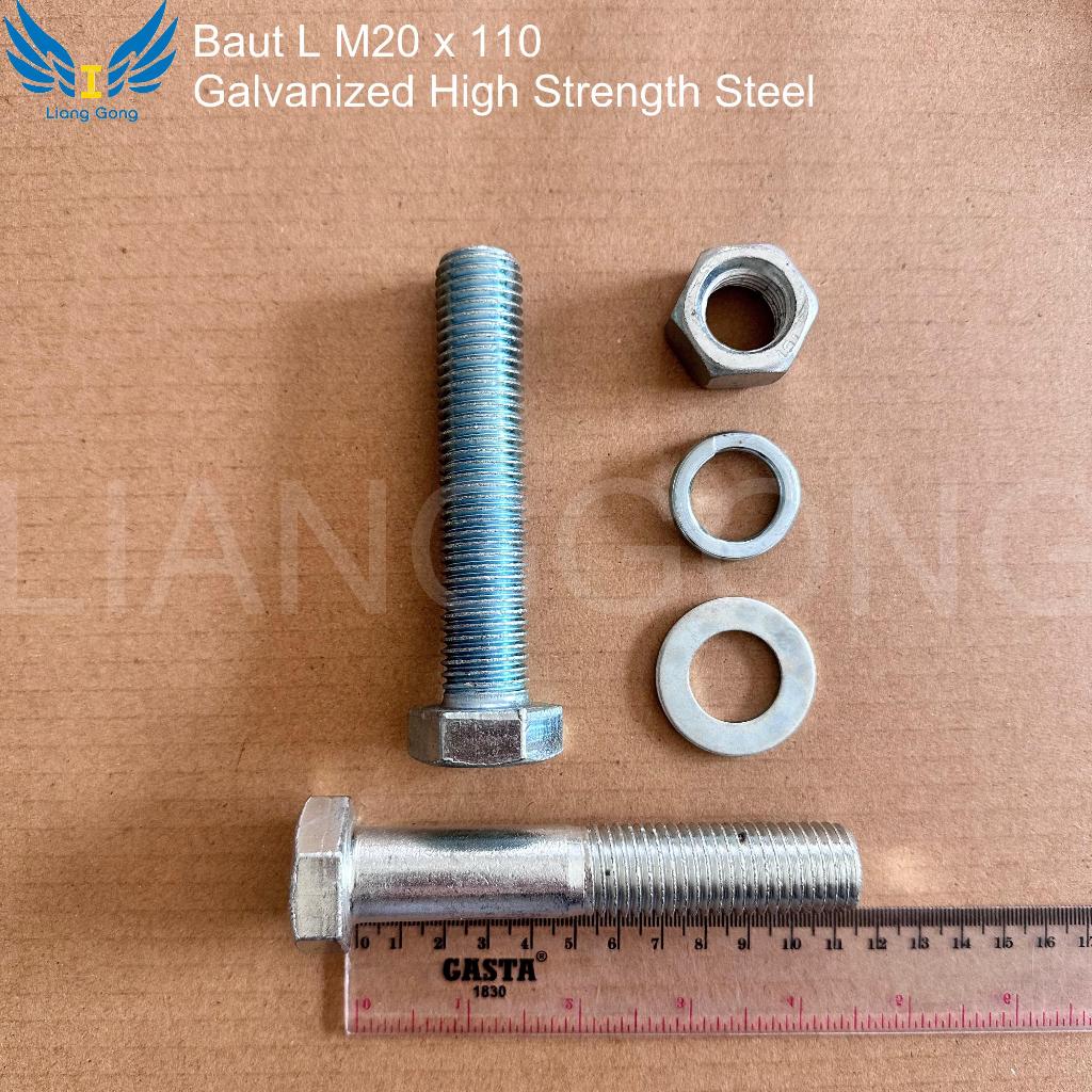 Jual Baut M20x110 Putih Galvanis | Baut Mur Ring Per Ring Plat | Shopee ...