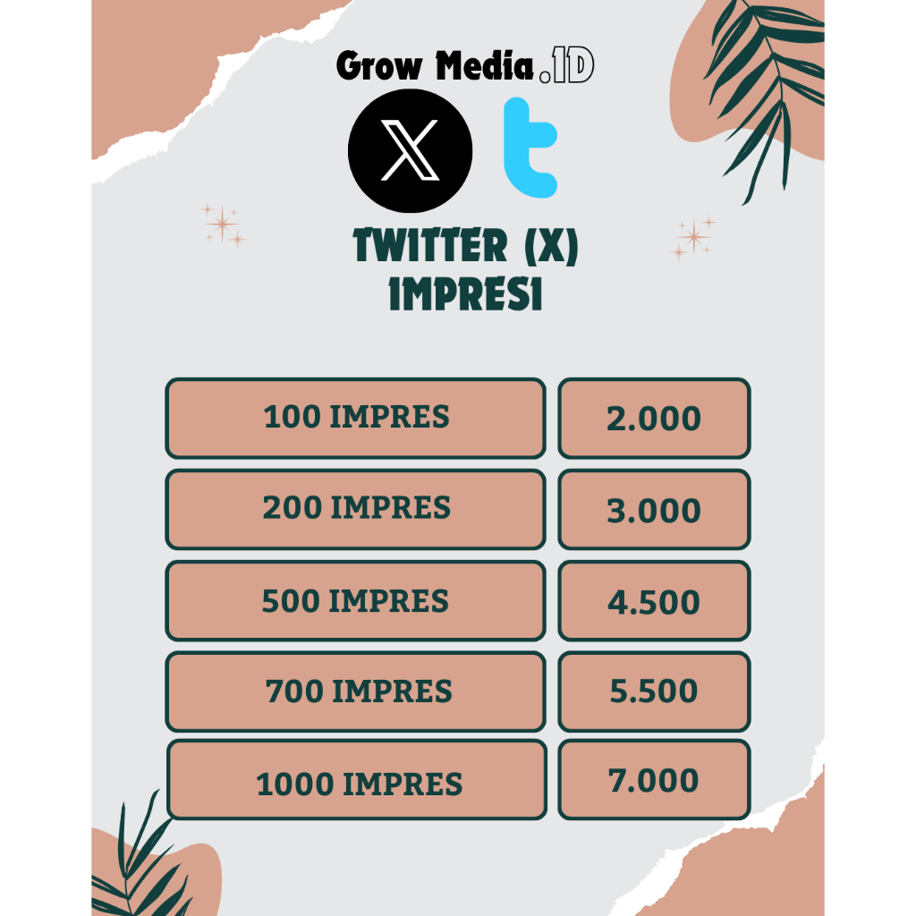 Jual Twitter (X) Impressi Permanen Real Akun Proses Cepat Premium Murah ...