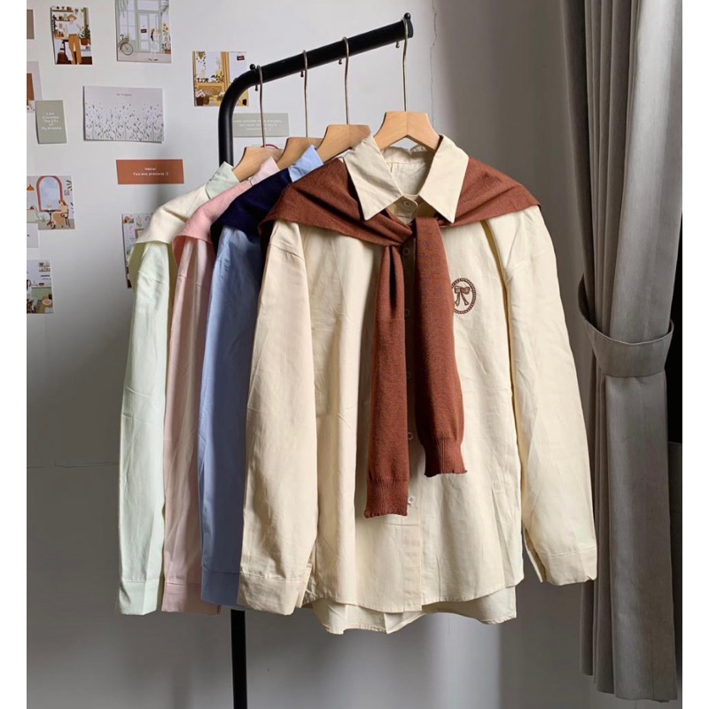 Jual Kemeja Polo syal motif ribbon| Kemeja ngedate| kemeja kuliah ...