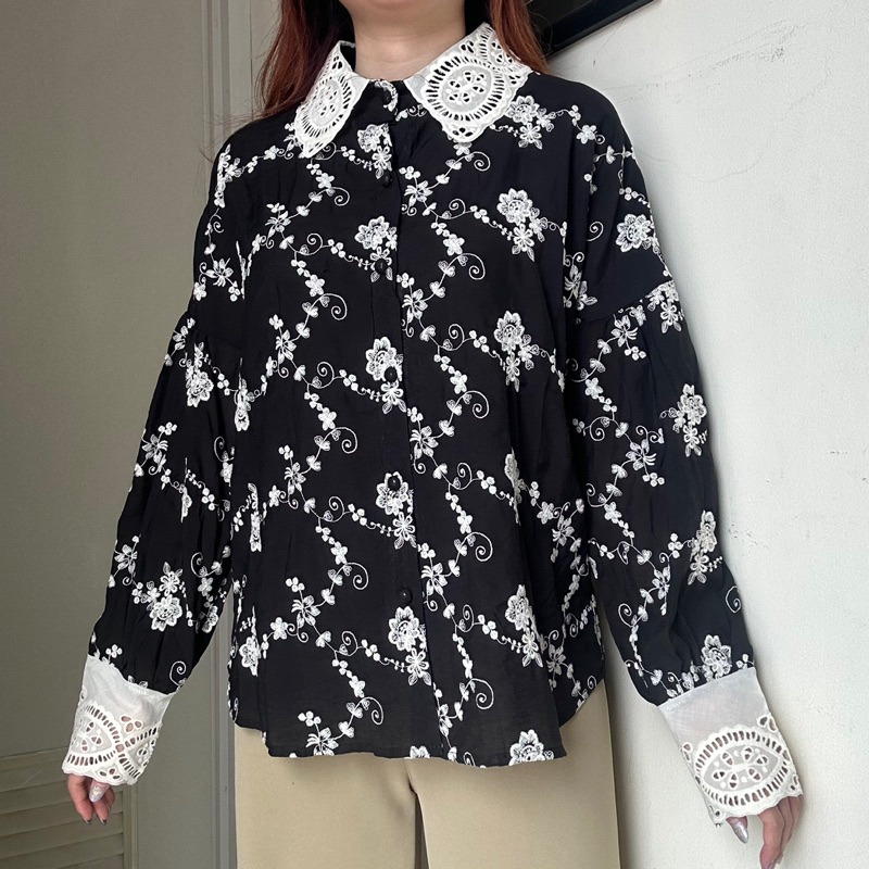 Jual Ghani Top BKK Atasan kemeja blouse wanita katun bordir korean style by biel the label ...