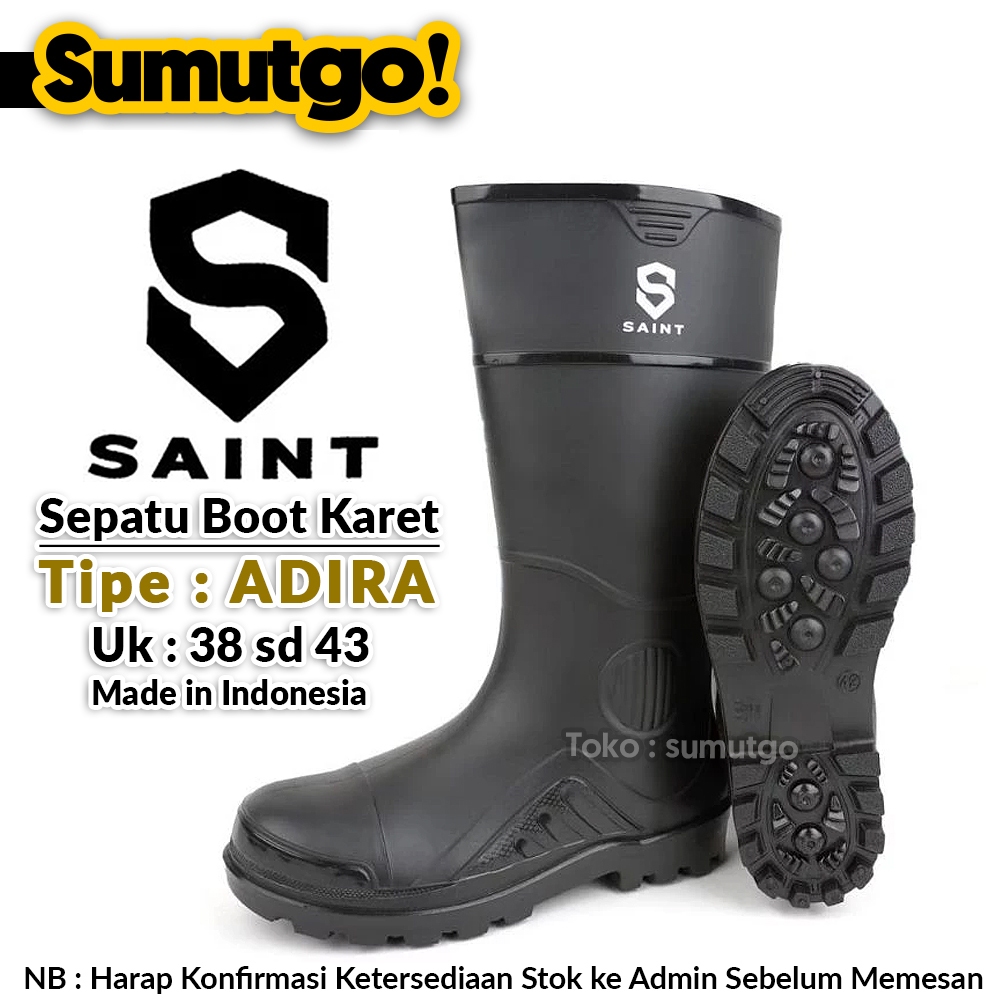 Jual [ TERBARU ] Sepatu Boot Karet ADIRA Hitam / Sepatu Boots Hujan ...