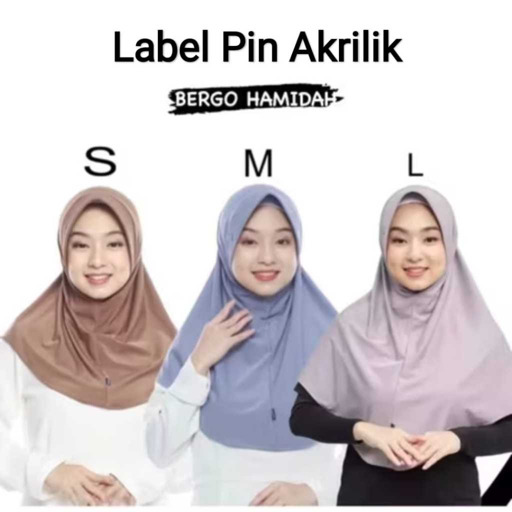 Jual Hijab Bergo Hamidah Size S M L Label Akrilik Pin Gold PREMIUM By Casa Link | Shopee Indonesia