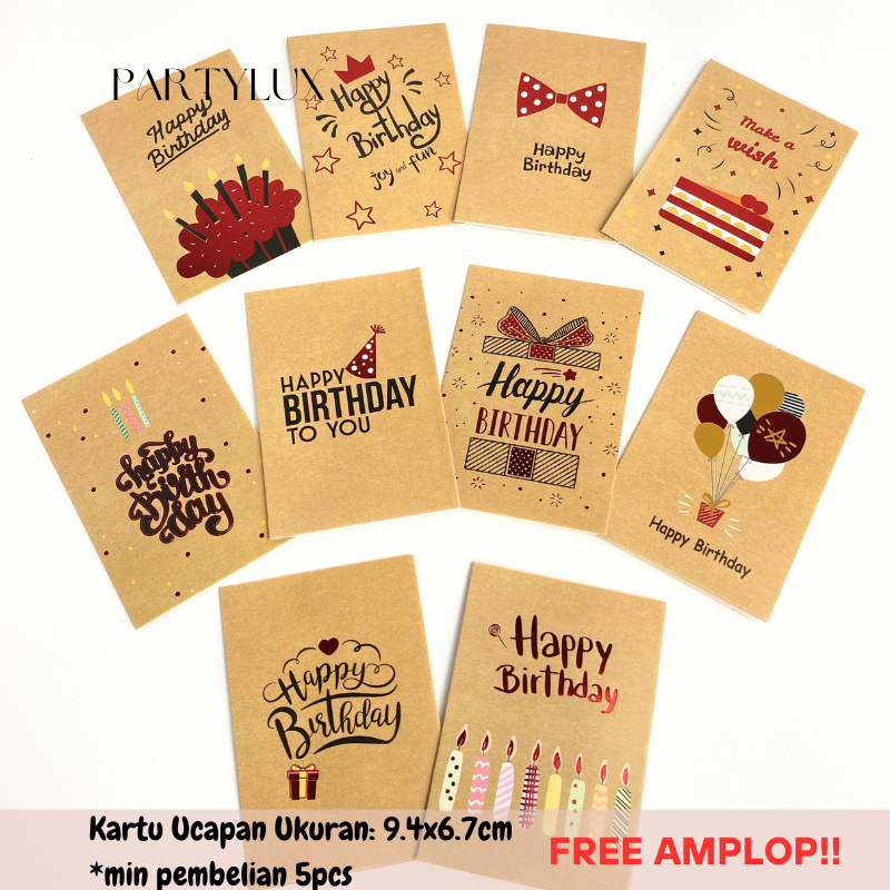 Jual 5pcs Kartu Ucapan Ulang Tahun Aesthetic / Happy Birthday Greeting ...
