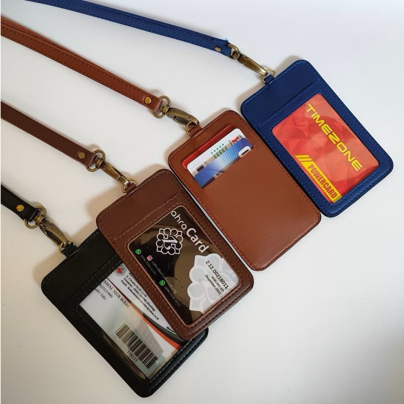 Jual Tali + ID Kulit Cantol Besi -Tempat ID Card 1 Sisi Bahan Kulit ACK ...