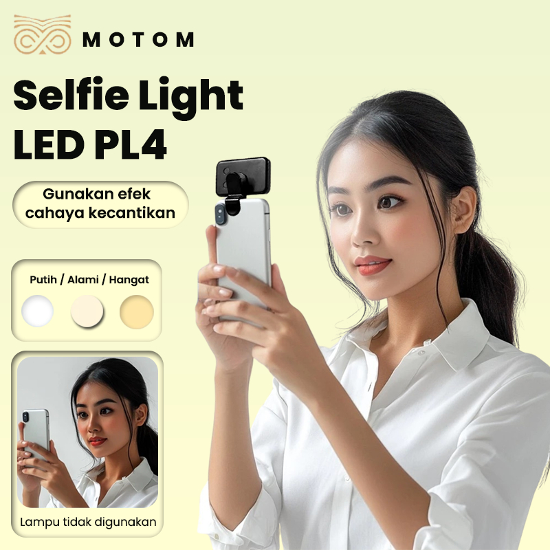 Jual MOTOM PL4 Lighting konten 3 warna Portable LED Light untuk Selfie dan Fotografi Lampu Saku ...