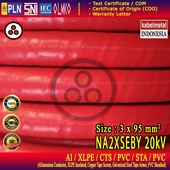 Jual Kabel NA2XSEBY 3x95 mm2 20kV METAL /3x95 mm/3 x 95 mm2/3 x 95 mm ...