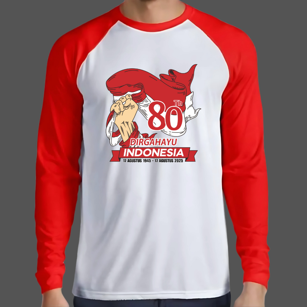Jual COD [Gratis Ongkir] Kaos Raglan Putih Merah 80 Th Kemerdekaan ...