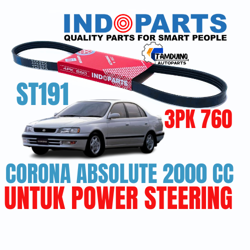 Jual VAN BELT VANBELT FANBELT 3PK 760 TOYOTA CORONA ABSOLUTE 2000 CC ...