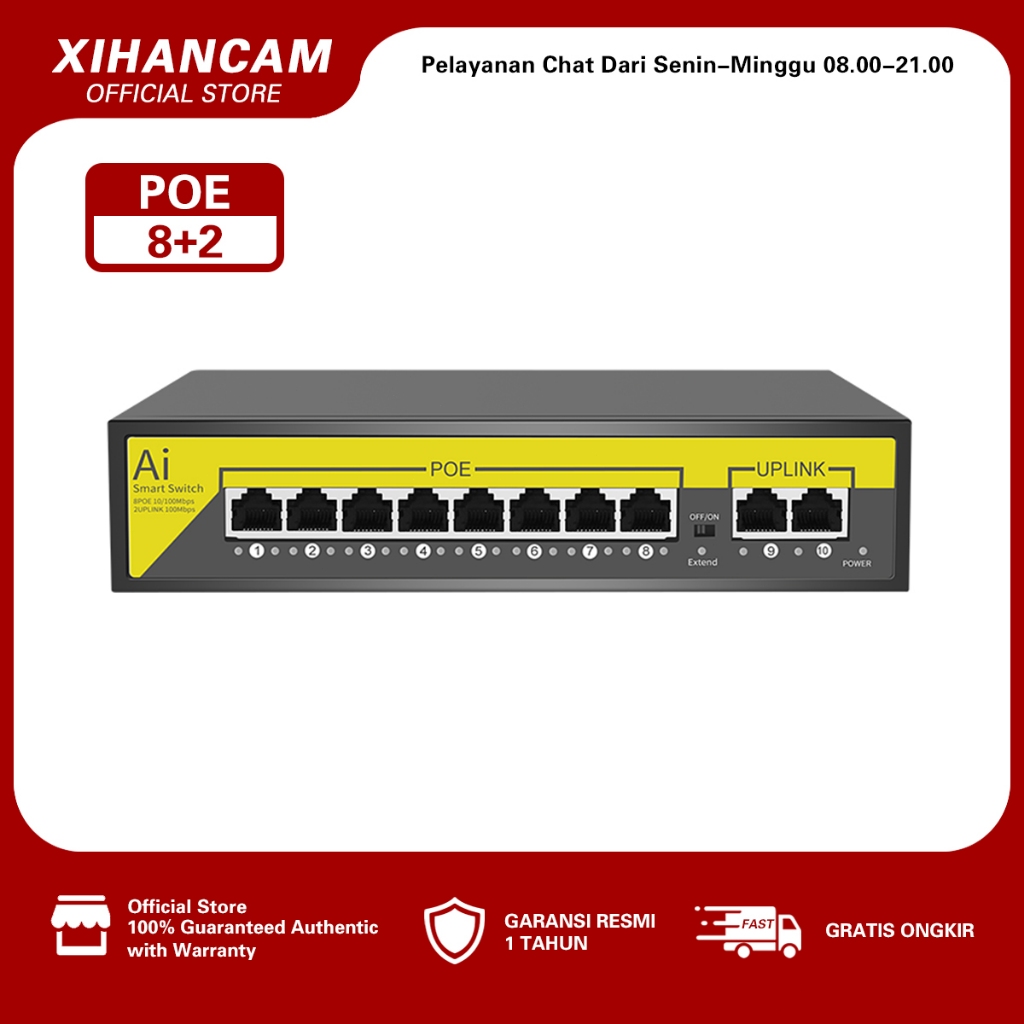 Jual XIHANCAM Network Switch Hub 8 Port POE Switch Desktop Ethernet ...