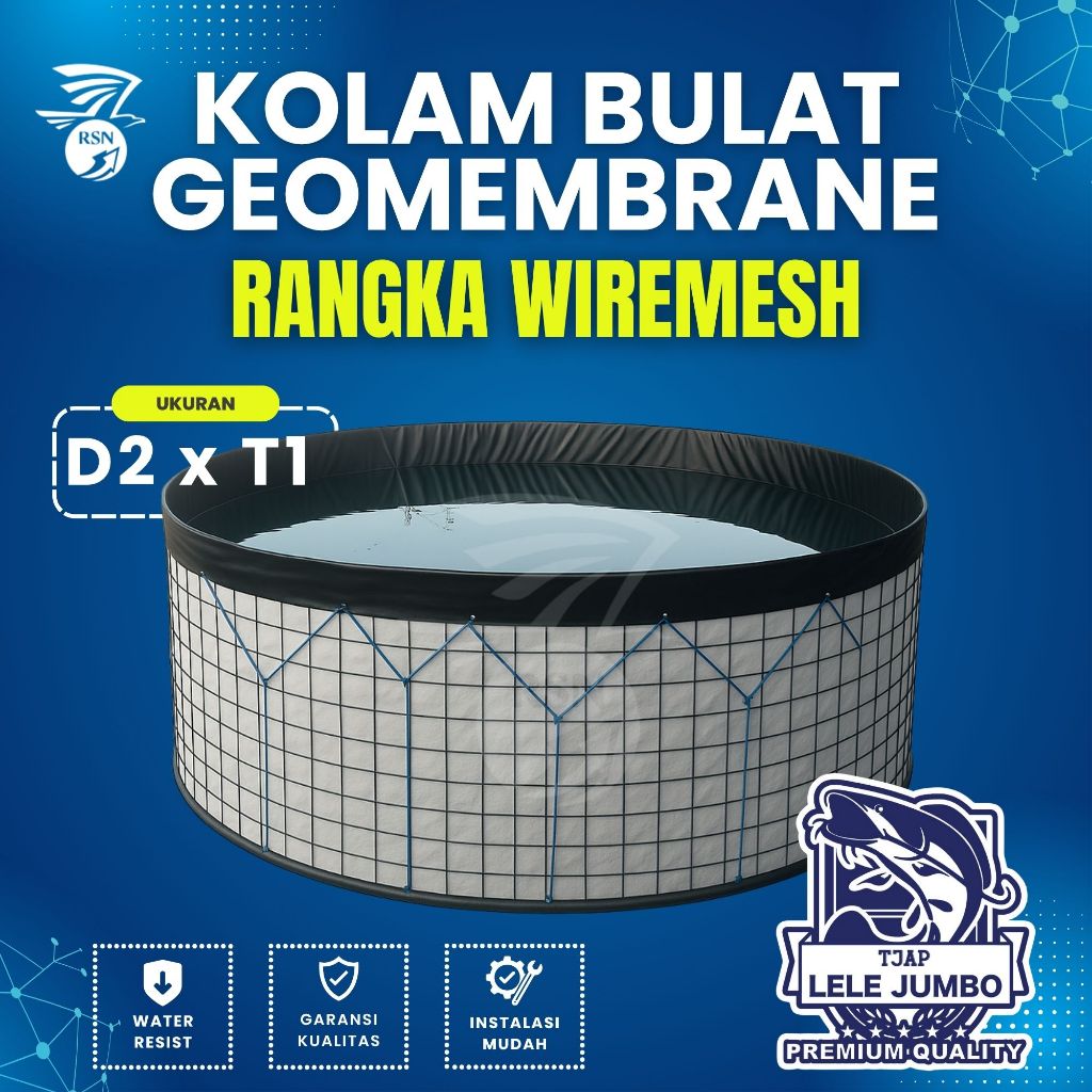 Jual KOLAM BULAT Bahan GEOMEMBRANE 500 Micron Full Set Besi Wiremesh ...