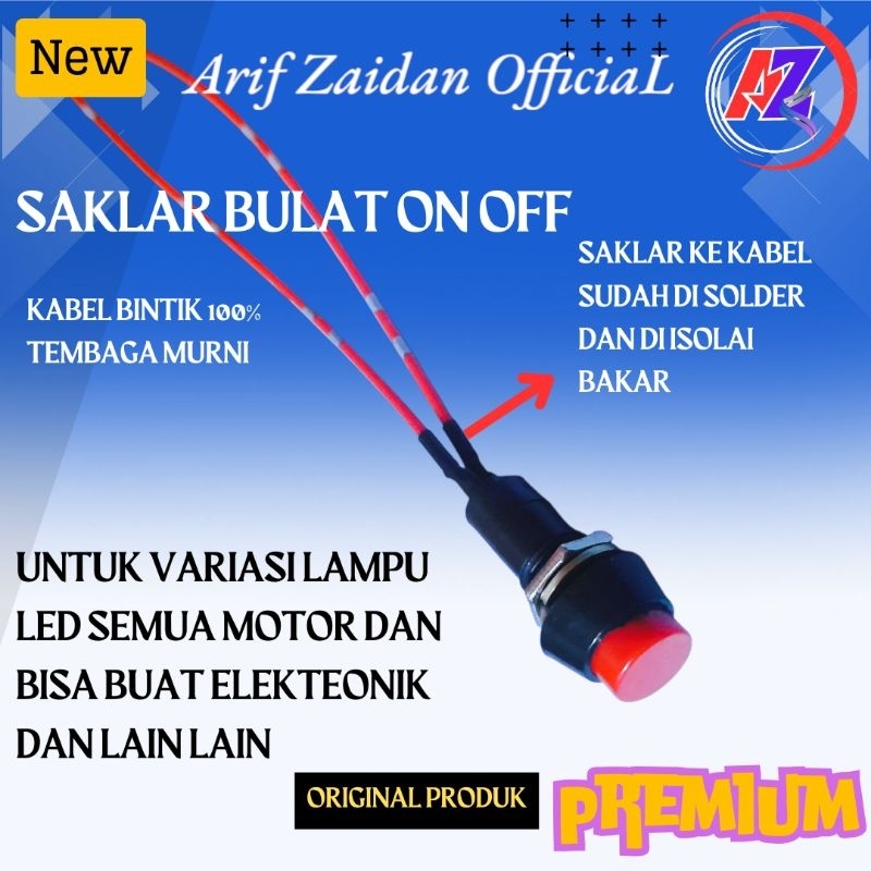 Jual SAKLAR BULAT MERAH PUSH ON OFF untuk semua Motor Kabel Bintik ...