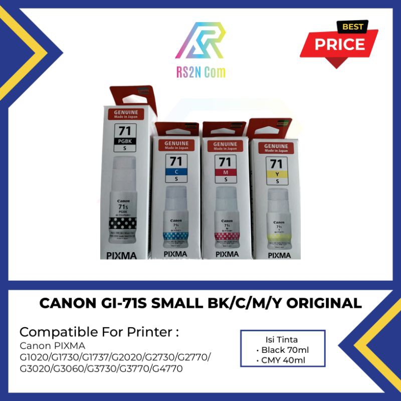 Jual Tinta Canon 71s GI-71S Small Black/Cyan/Magenta/Yellow Original ...