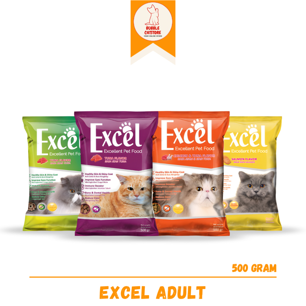 Jual Excel Makanan Kucing Kering Dewasa 500gr | Shopee Indonesia
