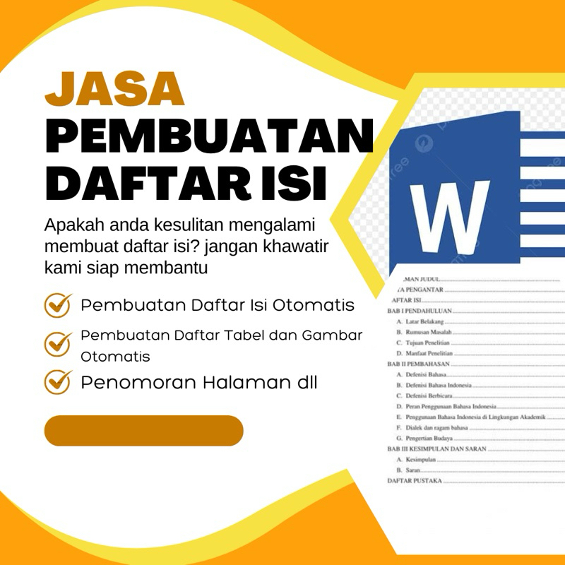 Jual Jasa Pembuatan Daftar Isi, Daftar Tabel, dan Daftar Gambar ...