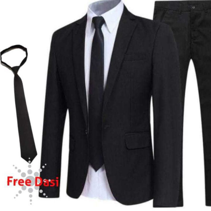 Jual Setelan Jas Hitam Pria Lengkap / Stelan Jas Dengan Celana Hitam ...