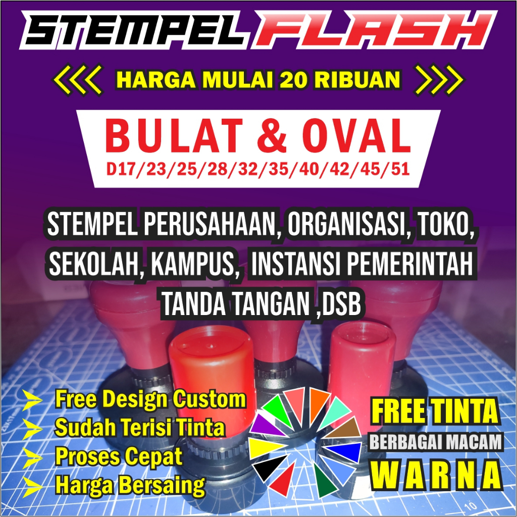 Jual stempel flash stempel otomatis warna custom free desain murah ...
