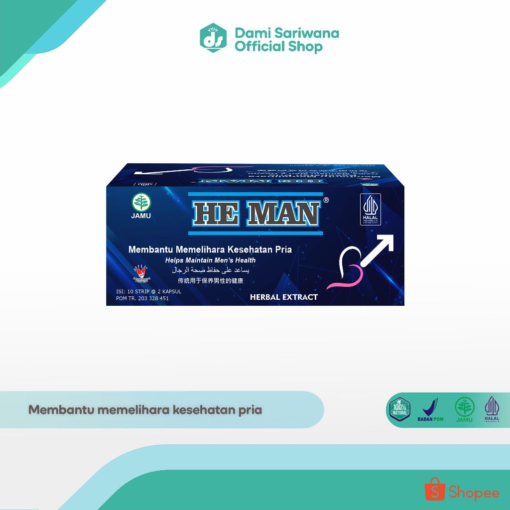 Jual Jamu Kuat Herbal Pria HE-MAN (1 Strip 2 Kapsul) Membantu ...