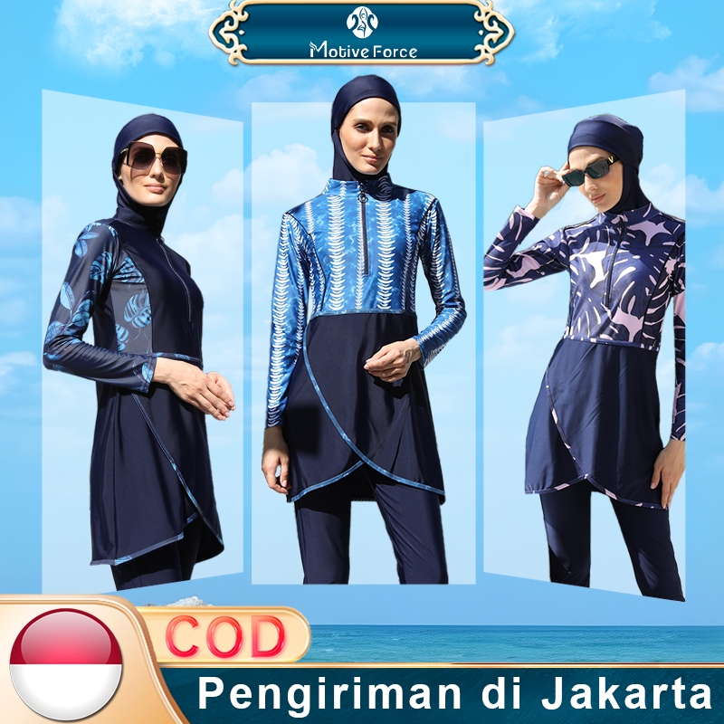 Jual 『S-6XL』3 Pieces Plus Size Muslim Swimwear Swimsuit Swimming High ...
